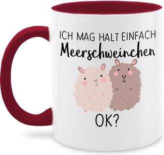 Shirtracer Tasse Tassen 325ml - Statement Spr&uuml;che - Ich mag halt einfach Meerschweinchen OK? - 325 ml - Bordeauxrot - meerschweinchentasse spruchtasse sarkasmus 