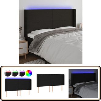vidaXL Led Kopfteil Schwarz 183x16x118/128 cm Stoff - led Kopfteil - Bett Kopfteil - Kopfteil Schwarz - Schlafzimmereinrichtung - Beleuchtung Fürs Bett