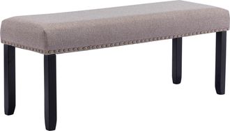 Duhome Sitzbank Flur, Gepolstert Polsterbank mit Leinenbezug Schuhbank Bettbank Fu&szlig;hocker Sitzhocker mit Holzbeine, Beige