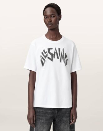 AllSaints Zinc - Boyfriend-T-Shirt in optischem Weiß