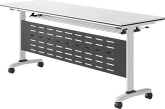 Generic Klappbarer Konferenztisch, mobiler Klappkonferenztisch mit feststellbaren Rollen, rechteckiger Klapptisch f&uuml;r Besprechungen, B&uuml;ros und Veranstaltungen