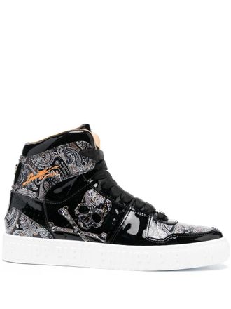 Philipp Plein baskets montantes &agrave; motif cachemire - Noir