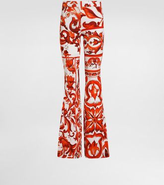 Dolce & Gabbana Hose Aus Organzin Mit Majolika-print - Frau Hosen Und Shorts Multicolor 48