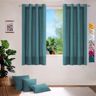 Heimtexland Deko Vorhang Baumwolle Dekoschal Blickdicht Einfarbig Ösenschal Gardine Typ849 Petrol HxB 160x140 cm