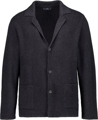 Ragman Herren Cardigan grau unifarben