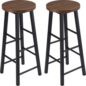 Woltu Barhocker 2er Set mit Fußstütze, 71 cm Hohe Barstuhl aus Stabilem Metallgestell, Einfache Montage - für Küche, Bartheke und Esszimmer - Dunkelbuche