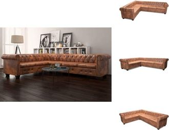 vidaXL Vidaxl - Chesterfield-Ecksofa 6-Sitzer Kunstleder Braun - Eckcouch - Lederlook Couch - Sofas - Ecksofa - Wohnzimmer Möbel