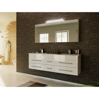 Magnolia Home Badm&ouml;belset Roma XL 2-teilig mit Spiegelschrank weiss hochglanz