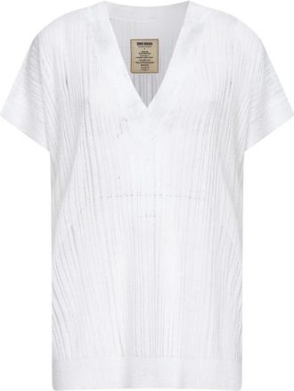 Uma Wang UMA Wang, Femme, Tops, Blanc, Taille: 40 FR Haut Tricot&eacute; Col V