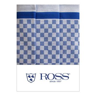 ROSS 3er Pack Zwirn Halbleinen Geschirrt&uuml;cher Karo blau, 50x70 cm