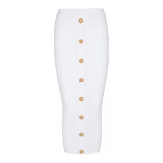 Balmain Femme, Jupes, Blanc, Taille: 38 FR Jupe midi en maille torsad&eacute;e