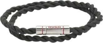 HUGO BOSS Homme, Accessoires, Noir, Taille: ONE Size Bracelet en cuir tress&eacute; double tour