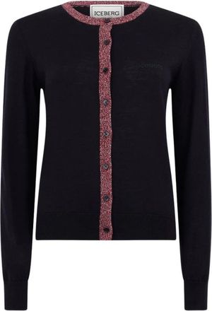 Iceberg Strickjacke aus extrafeiner Merinowolle - - Knitwear - Damen - Blau - XS