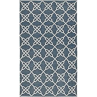 Safavieh Geometrisch Teppich für Wohnzimmer, Esszimmer, Schlafzimmer - Recycled Plastic Collection, Kurzer Flor, Tinte, 152 X 244 cm