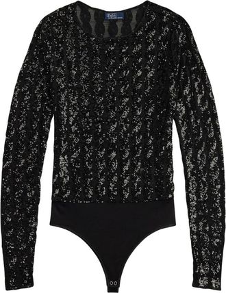 Ralph Lauren Femme, Tops, Noir, Taille: 40 FR Pull Ras Du Cou Avec Logo