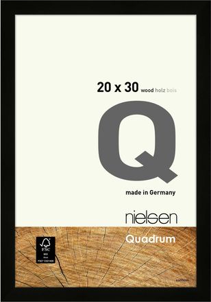 Nielsen Design Bilderrahmen, 20 x 30 cm, Holz, Schwarz, Fotorahmen zum Auftstellen und Aufh&auml;ngen im Hoch- & Querformat, Echtglas, Quadrum