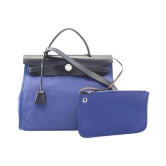 Herm&egrave;s Sac &agrave; main vintage Pre-owned Toile H - Femme - Pre-owned - Bleu - Taille: ONE Size