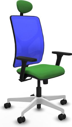 Piqueras y Crespo B&uuml;rostuhl mit 3D-Armlehnen, h&ouml;henverstellbarer Lendenwirbelst&uuml;tze und festem Kopfteil, ausgestattet mit 3-fach verstellbarem Schaumstoff, Blau/Gr&uuml;n