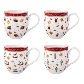 Villeroy & Boch Toys Delight ensemble de mugs anniversaire 4 pièces multicolore, mugs à café, tasses à café, motif de Noël, vaisselle de Noël, porcelaine premium