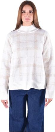 Barbour Femme, Pulls, Blanc, Taille: 34 FR Pull en laine &agrave; carreaux Delilah