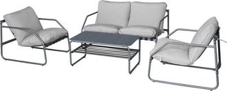 Habitat et Jardin Salon de jardin en m&eacute;tal avec coussins Sora - 4 places - Gris