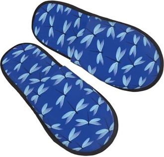 Generic Pantoufles En Coton Imprim&eacute; Libellule Bleue Chaud Pantoufles DH&ocirc;tel Antid&eacute;rapant Maison Slippers Pour Homme Chambre Voyage L
