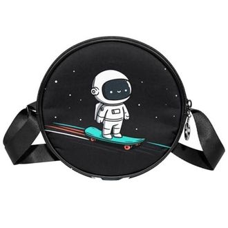 Generic Sac &agrave; bandouli&egrave;re rond rond pour femme, petit sac &agrave; bandouli&egrave;re mignon astronaute avec fermeture &eacute;clair et bretelles r&eacute;glables