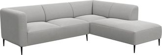 Studio Copenhagen home24 Ecksofa 2,5-Sitzer mit Ottomane Grau/Hellgrau Webstoff Saia 252 x 74 x 205cm Ottomane davorstehend rechts Modern