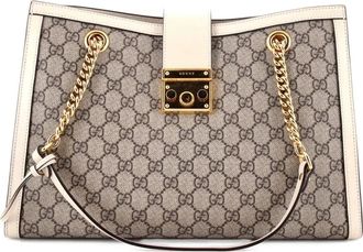 Gucci Padlock Chain GG Coated Canvas with Leather Medium tote bag - Marron