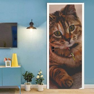 Generic 3D Tierische S&uuml;&szlig;e Katze T&uuml;rposter Selbstklebende T&uuml;rsticker T&uuml;rtapete T&uuml;rwandbilder T&uuml;rkunst T&uuml;rwandsticker T&uuml;rfotos 90 X 200 Cm / 35,43 X 78,74 Zoll 