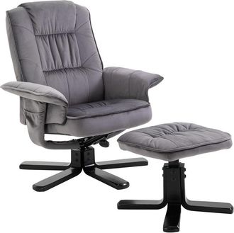 IDIMEX Fauteuil de relaxation avec repose-pieds charles, en velours gris