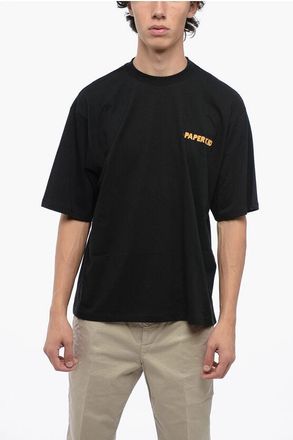 A Paper Kid Cotton Crew-neck T-shirt with Maxi Prin On the Back size Xs