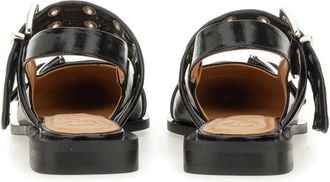 Ganni Buckle-Trimmed Recycled Polyester Ballet Flats - Black