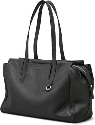 S-Zone Grand sac fourre-tout en cuir pour femme - Grand sac &agrave; bandouli&egrave;re - Sac &agrave; main de travail, voyage, Noir/blanc, Large