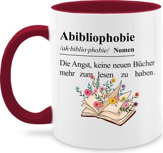 Shirtracer Tasse Tassen 325ml - Statement - Abibliophobie Definition I B&uuml;cherliebhaber Geschenk Buchliebhaber I Lesefreude Geschenk Lesen I B&uuml;cherwurm I Leseratt