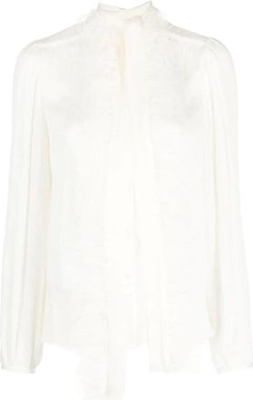 Twinset Femme, Blouses et Chemises, Blanc, Taille: 34 FR Chemise Élégante à Manches Longues Bleue