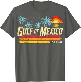 Generic T-shirts d&eacute;t&eacute; pour femmes du golfe du Mexique 2025 &agrave; manches courtes tendance d&eacute;contract&eacute;s hauts sortant vintage coupe ample mignon r&eacute;tro pour dames t