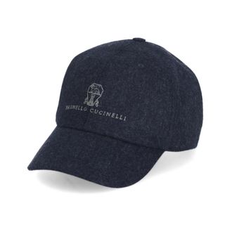 Brunello Cucinelli Homme, Accessoires, Bleu, Taille: M Casquette de baseball en laine bleue avec logo