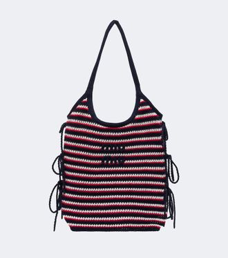 Miu Miu Cabas Ivy en crochet &agrave; rayures