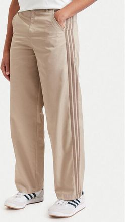 adidas Stoffhose 3 Stripes Pleated Trousers KE4175 Beige Regular Fit