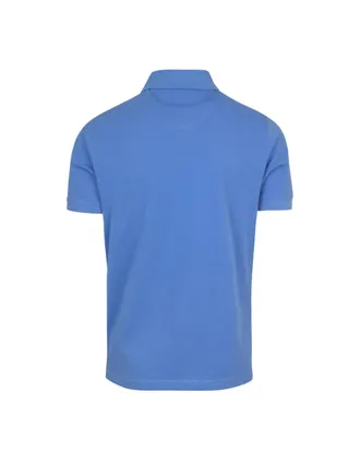 Barbour Mens Polo Shirt Cotton With Tartan Trim Blue T-shirts And Polos