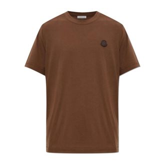 Moncler Homme, Tops, Brun, Taille: 3XL T-shirt avec &eacute;cusson logo
