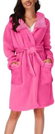Generic Peignoirs de bain en peluche pour femme avec capuche en tissu &eacute;ponge mi-long pour la maison, la salle de sport, le spa et lh&ocirc;tel, peignoir &agrave; col ch&acirc;le