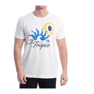 La Martina Homme, Tops, Blanc, Taille: M T-shirt homme à manches courtes inspiré de St. Tropez