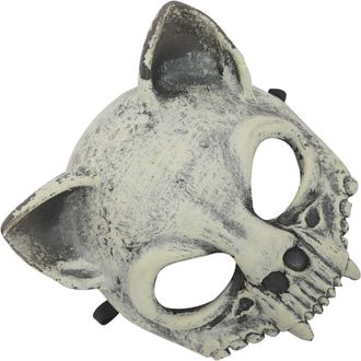 Valiclud Schädel Tiermaske mit Katzenohren aus Leichtem PU Gruselige Halloween und Karnevalsmaskerade Atmungsaktiv und Robust Passend für Party Requisiten und 