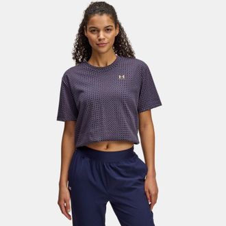 Under Armour Heavyweight Holiday Kurzarm-Oberteil für Damen Midnight Blaue Marine / Violett Prime / Metallisch Gold XL