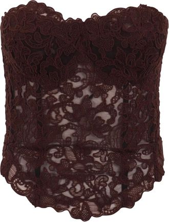 Ermanno Scervino Femme, Tops, Rouge, Taille: 36 FR Bustier en dentelle florale