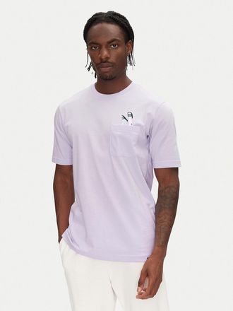 adidas T-Shirt Lounge Slides Graphic Pocket JM0375 Violett Regular Fit