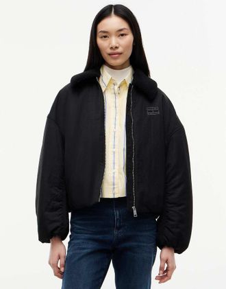 Tommy Jeans blouson bomber oversize avec col en faux-fur noir