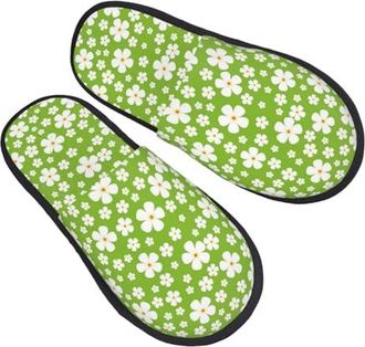 Generic Fourrure Pantoufles Fleurs Vertes R&eacute;utilisables Pantoufles Peluche Maison Slippers Pour Camping Int&eacute;rieur Femmes L